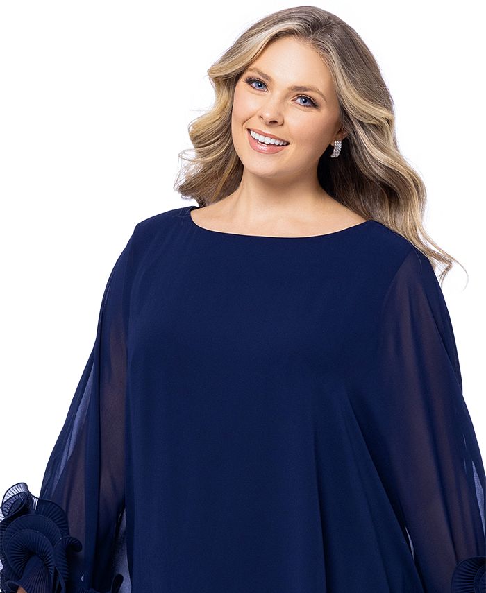 XSCAPE Plus Size Ruffle-Cuff Batwing-Sleeve Dress - Macy's