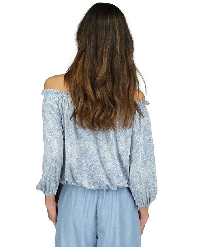 Michael Kors Womens Tonal Print Off The Shoulder Blouson Top Macys