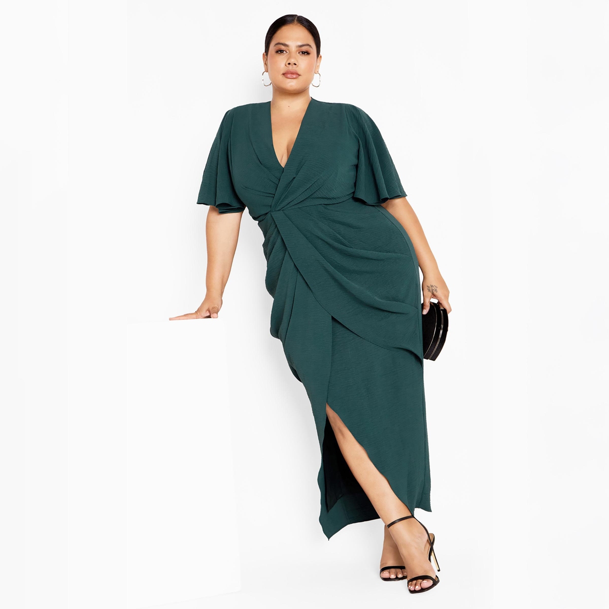 Click here for City Chic Plus Size Braelynn Maxi Dress - Emerald prices