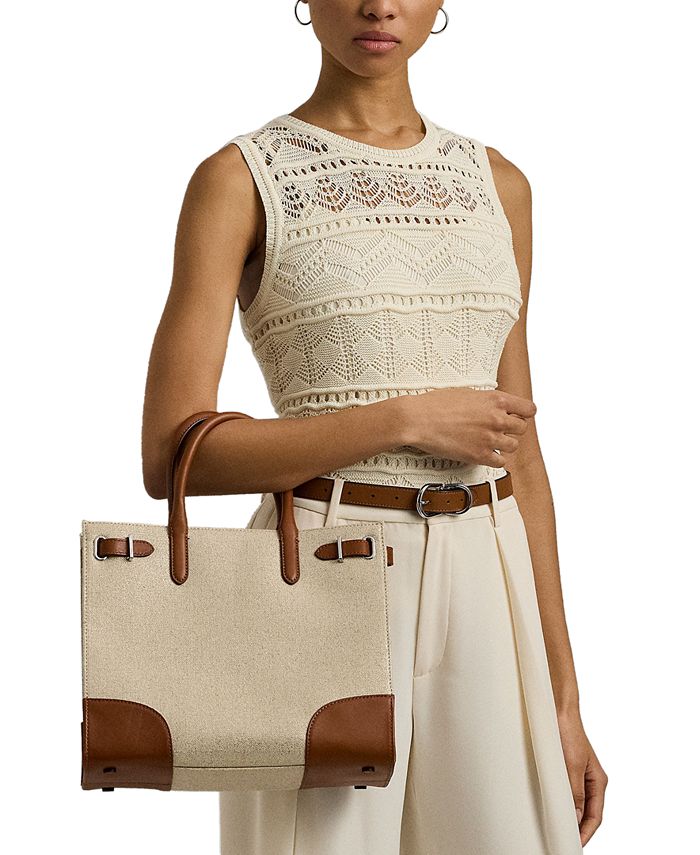 Lauren Ralph Lauren Metallic Canvas Medium Devyn Tote Bag - Macy's
