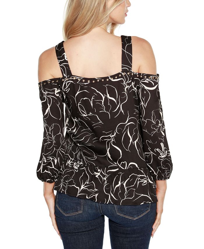 Belldini Women's Embellished Cold Shoulder Top - Macy's