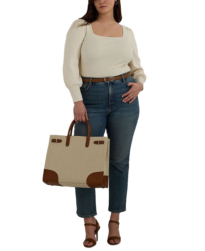 Lauren Ralph Lauren Metallic Canvas Extra-Large Devyn Tote Bag - Macy's