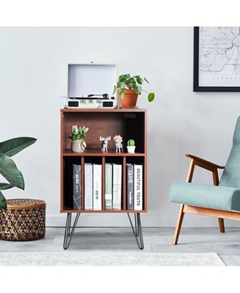 Slickblue Freestanding Record Player Stand Record Storage Cabinet with ...