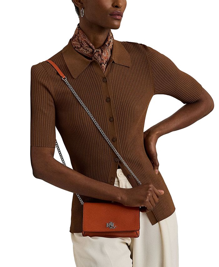 Lauren Ralph Lauren Pebbled Leather Crossbody Turn-Lock Tech Case - Macy's
