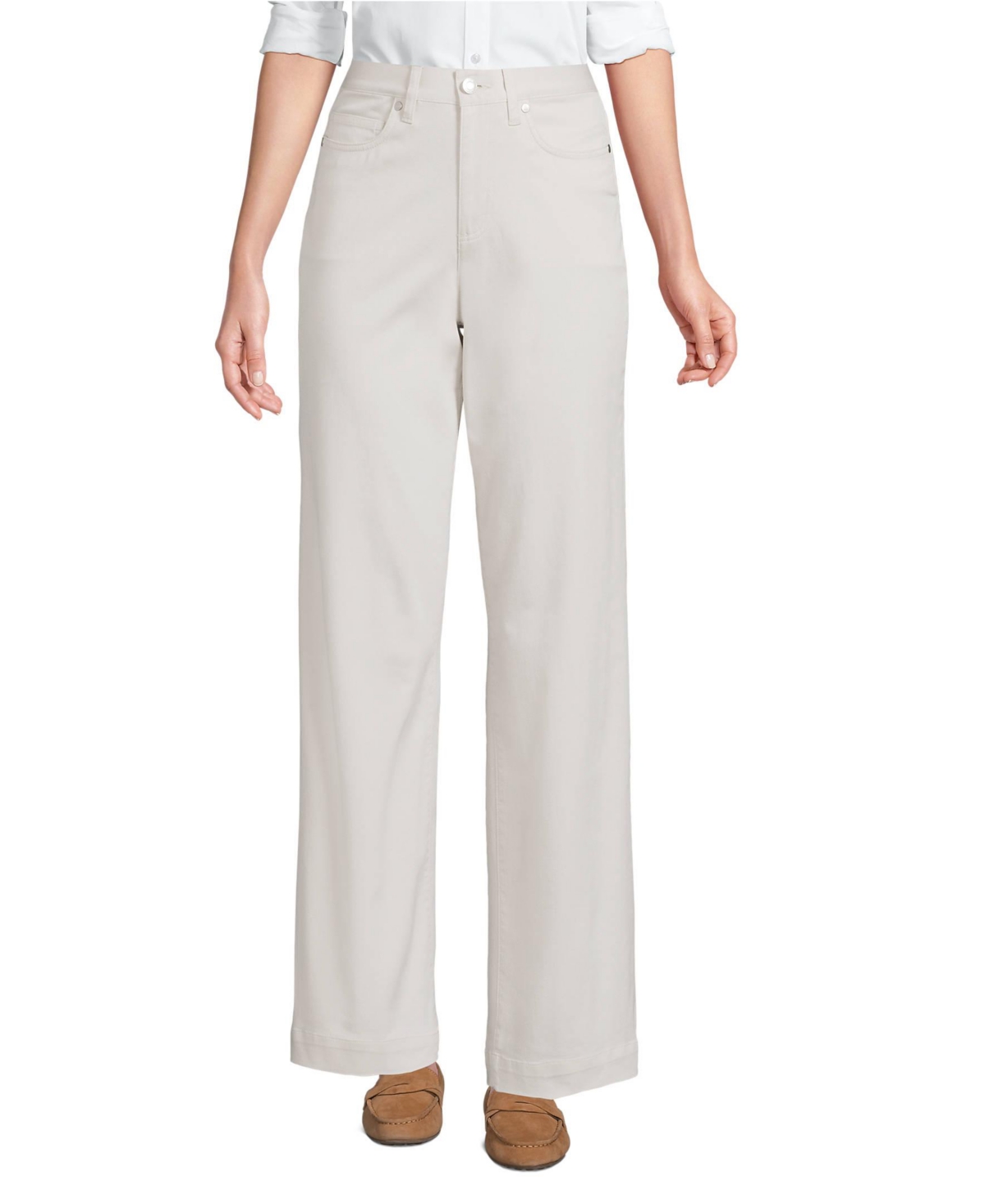 Click here for Lands End Womens High Rise 5 Pocket Wide Leg Chino... prices