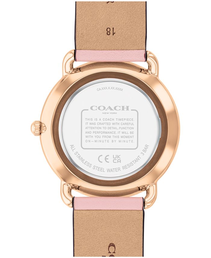 COACH Women's Elliot Pink Leather Watch 36mm - Macy's