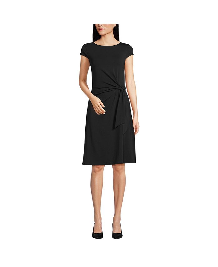 Lands' End Women's Cap Sleeve Tie Waist Dress - Macy's