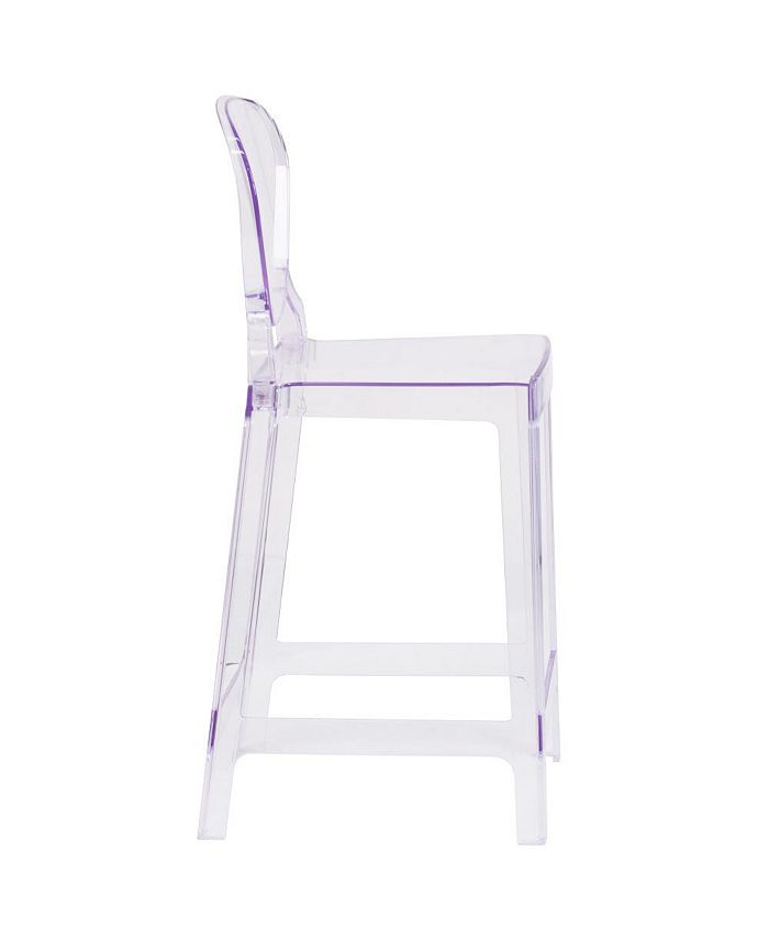 EMMA+OLIVER Ghost Counter Stool In Transparent Crystal With Tear Back - Macy's