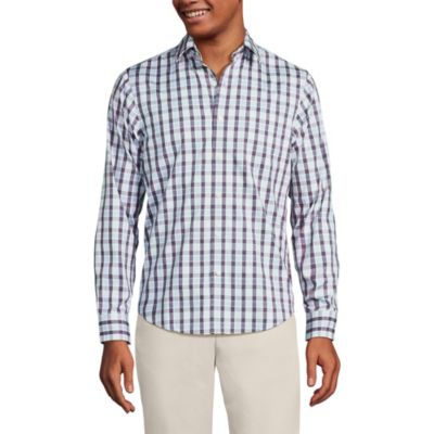 Lands' End Men's Traditional Fit Long Sleeve Travel Kit Shirt - Macy's