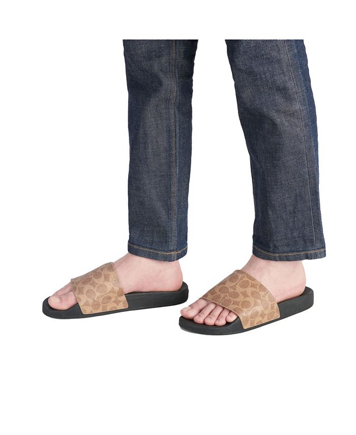 COACH Men's Signature Coated Canvas Pool Slide - Macy's