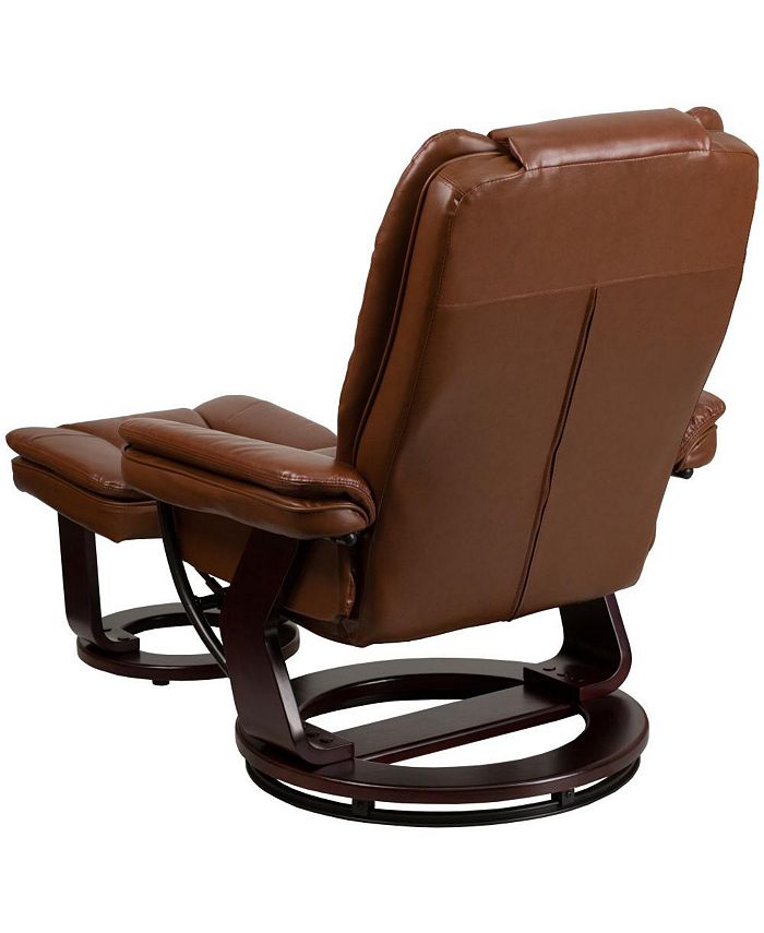 EMMA+OLIVER Multi-Position Stitched Recliner & Ottoman With Swivel Base ...