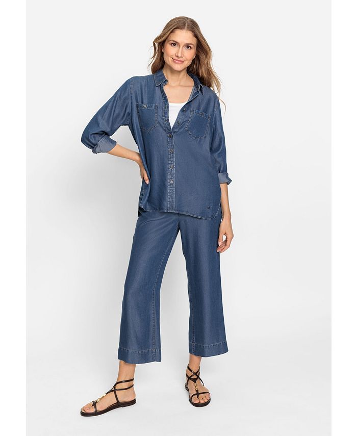 Olsen Women's Anna Fit Wide Leg Soft Denim Pant - Macy's