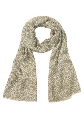 Olsen Leo Print Scarf with Frayed Edge Trim - Macy's