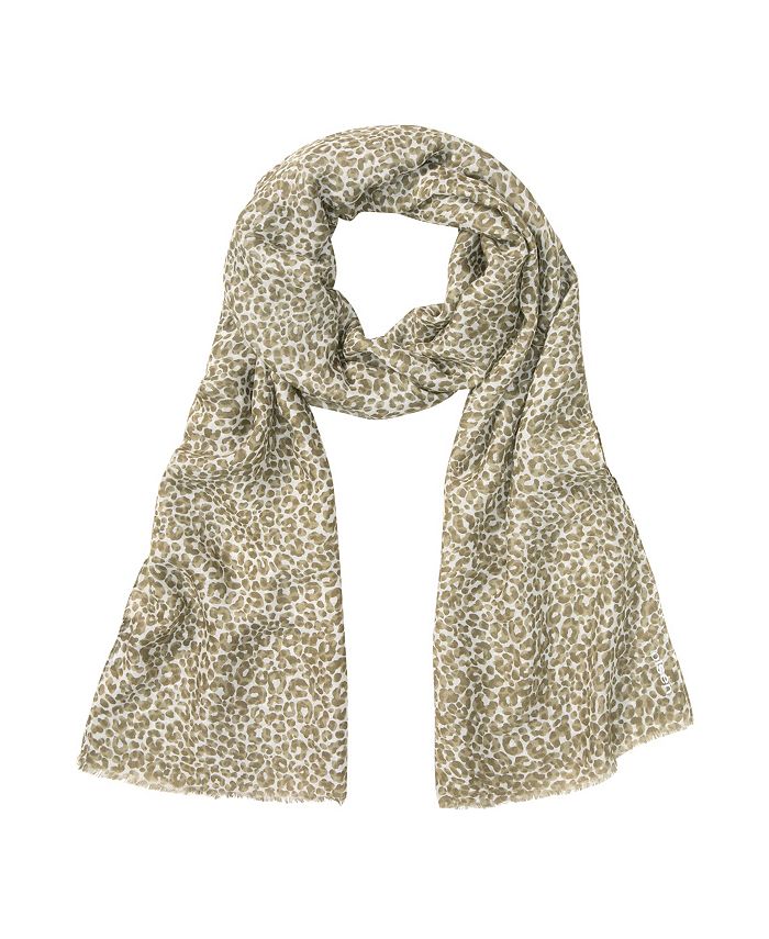 Olsen Leo Print Scarf with Frayed Edge Trim - Macy's