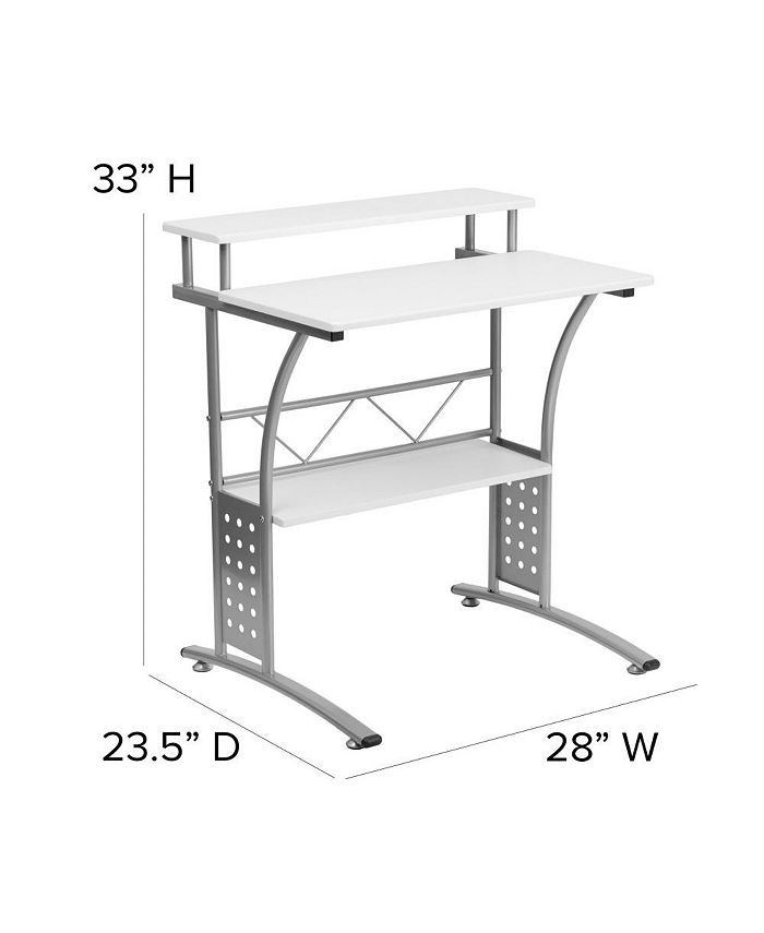 EMMA+OLIVER Computer Desk With Top And Lower Storage Shelves - Macy's