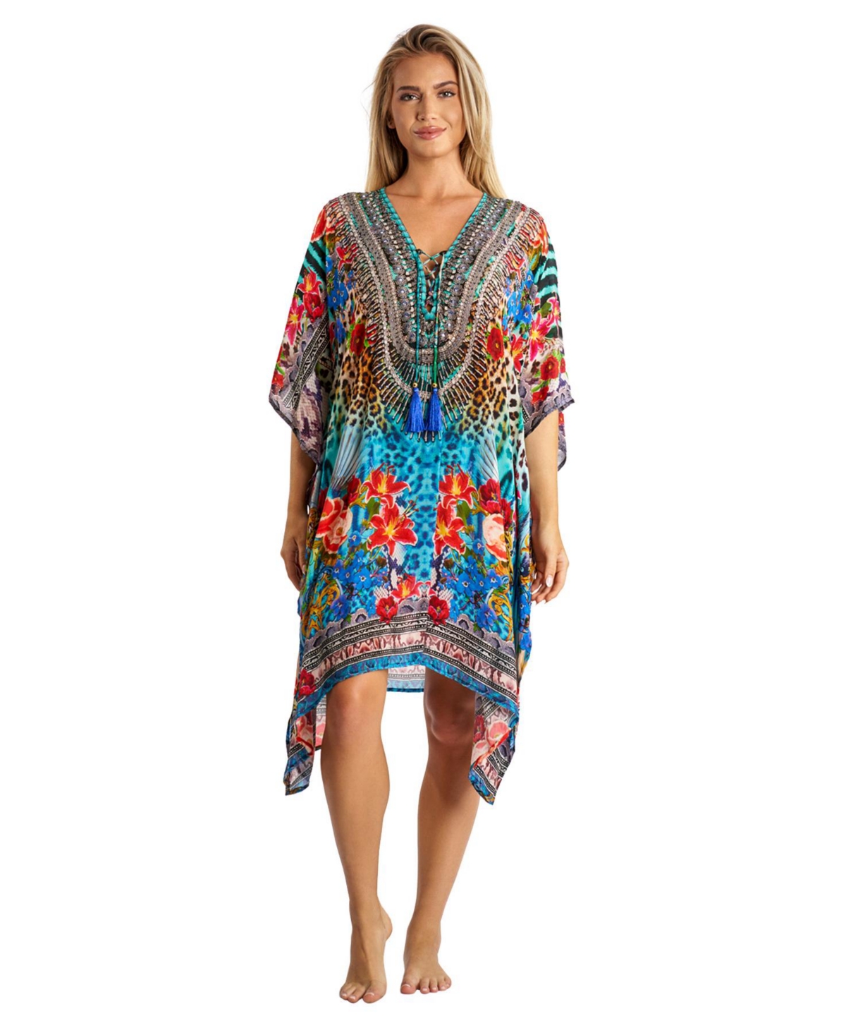 Click here for La Moda Clothing Womens V-neck Short Kaftan Dress... prices