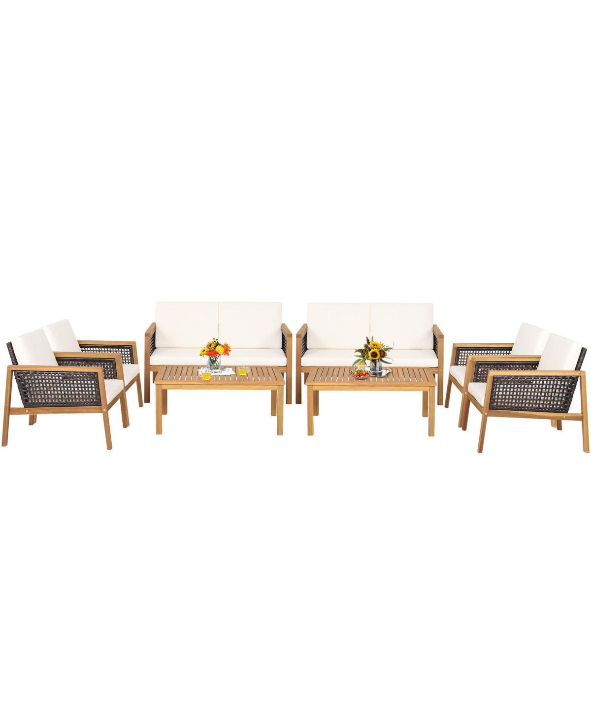 Click here for Gymax 8PCS Patio Acacia Wood Furniture Set Pe Ratt... prices