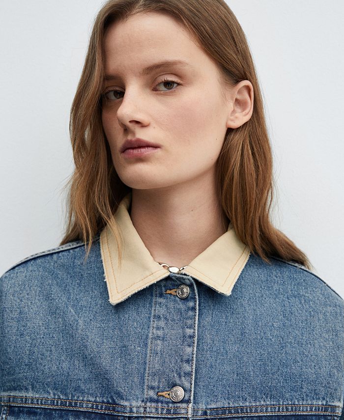 MANGO Women's Contrast Denim Jacket - Macy's