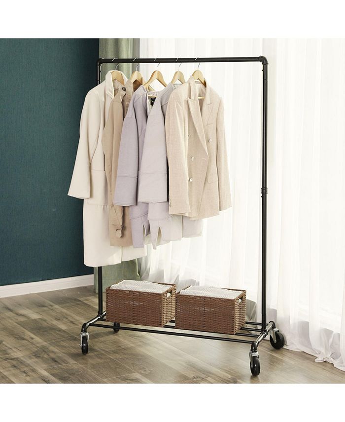 Slickblue Clothes Rail, Clothing Rack on Wheels, Coat Stand with 1 ...