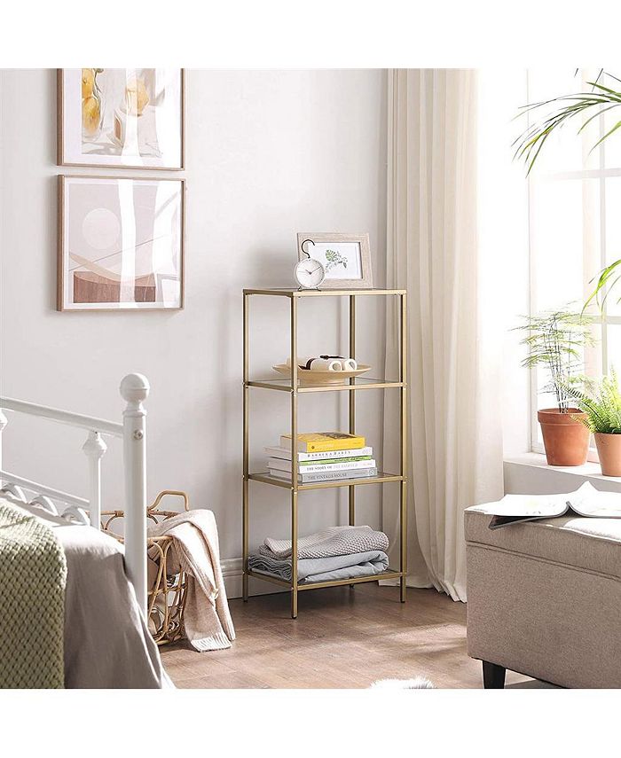 Slickblue Standing Glass Bookshelf, Glass Shelf, Narrow Bookcase With ...