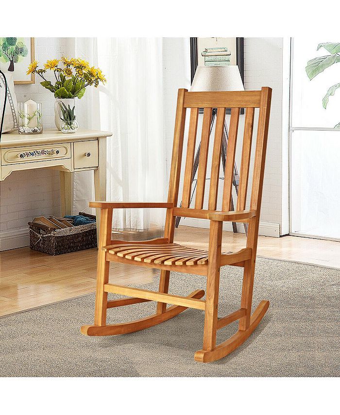 Gymax Wooden Rocking Chair Porch Rocker High Back Garden Seat Indonesia ... Gymax Wooden Rocking Chair Porch Rocker High Back Garden Seat Indonesia ...