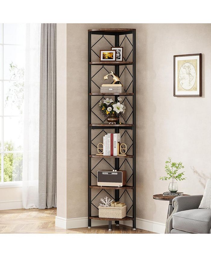 Tribesigns 7-Tier Corner Shelf, 78.7” Extra Tall Corner Bookcase ...