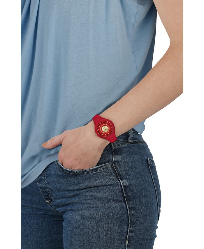 Versus Versace Women's Fire Island Lion Glitter Quartz Red Silicone ...