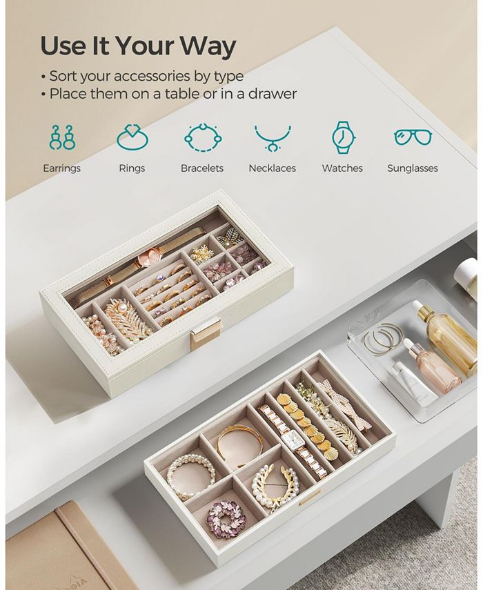 Slickblue Stackable Jewelry Box, Drawer Jewelry Organizer, with Glass ...