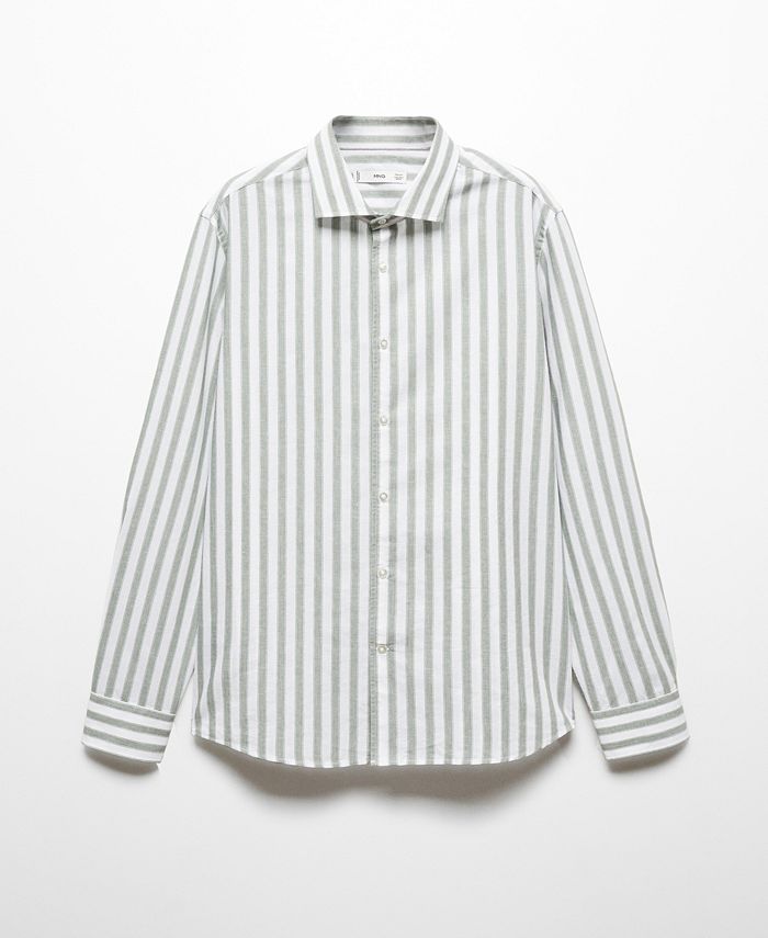MANGO Men's Regular Fit Striped Cotton Shirt - Macy's