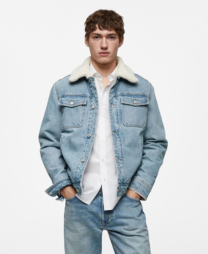 MANGO Men's Shearling Denim Jacket - Macy's