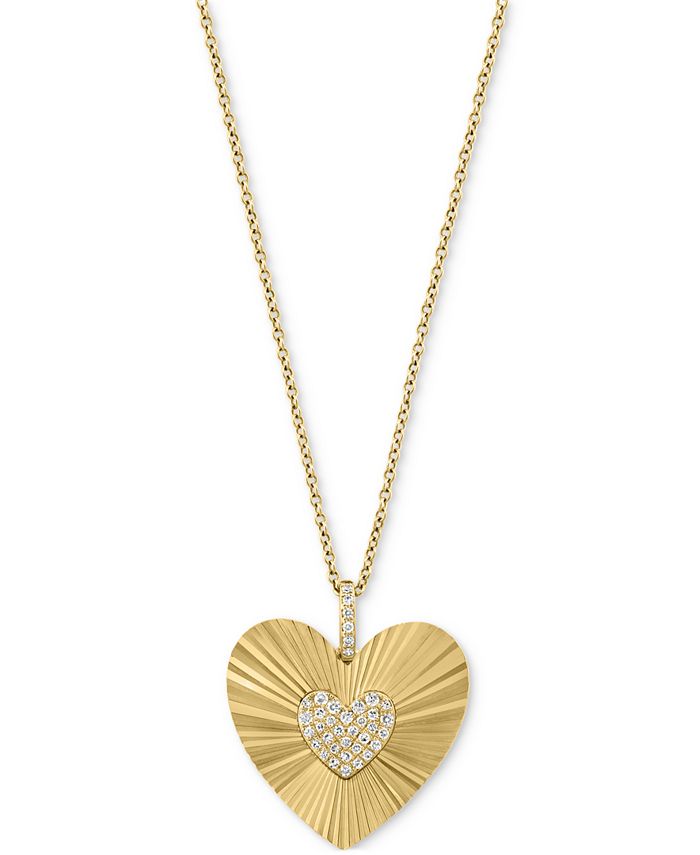 EFFY Collection EFFY® Diamond Heart Cluster Sunray 18" Pendant Necklace ...