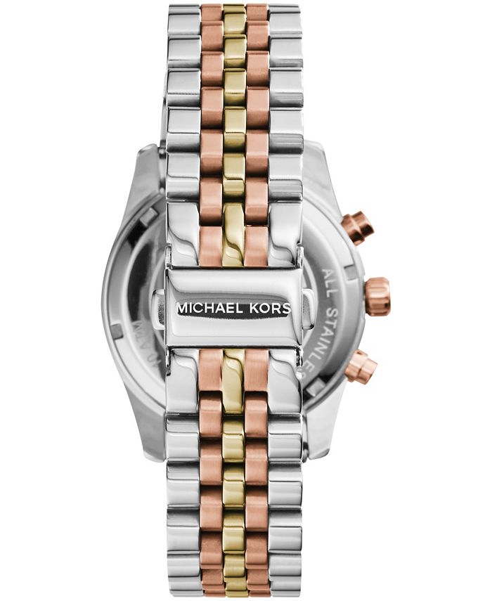 Michael Kors Women's Lexington Tri-Tone Stainless Steel Watch 38mm - Macy's