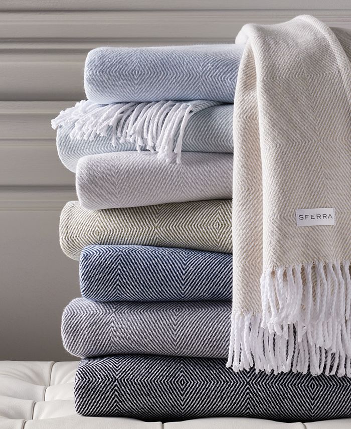 SFERRA Capriana Brushed Cotton Throw, 51" x 71" - Macy's