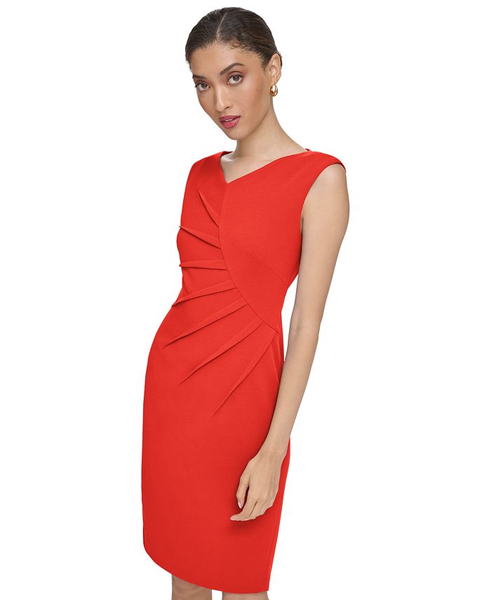 Calvin Klein Women's V-Neck Draped Scuba-Crepe Sheath Dress - Macy's