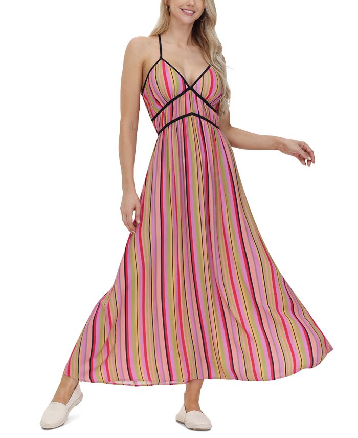 Frye Women's Striped Cross-Back Maxi Dress - Macy's