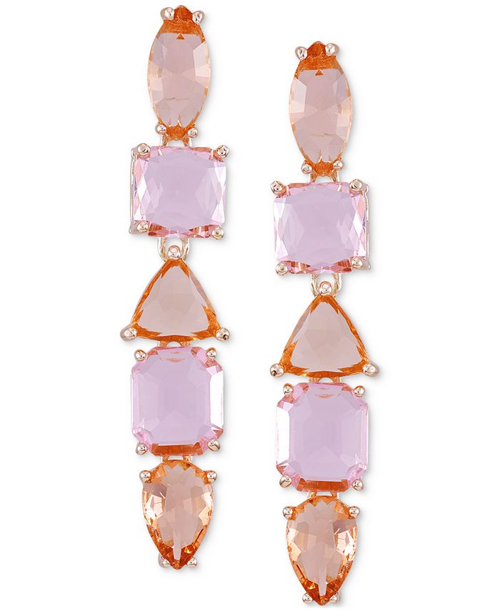 GUESS Mixed Cut Crystal Linear Drop Earrings - Macy's