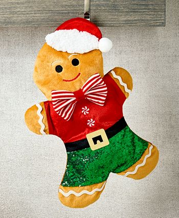 Holiday Lane Stockings Red and Green Gingerbread Man Stocking, Created ...
