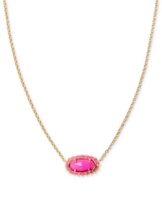 14k Gold Plated Framed Stone 19 Adjustable Pendant Necklace