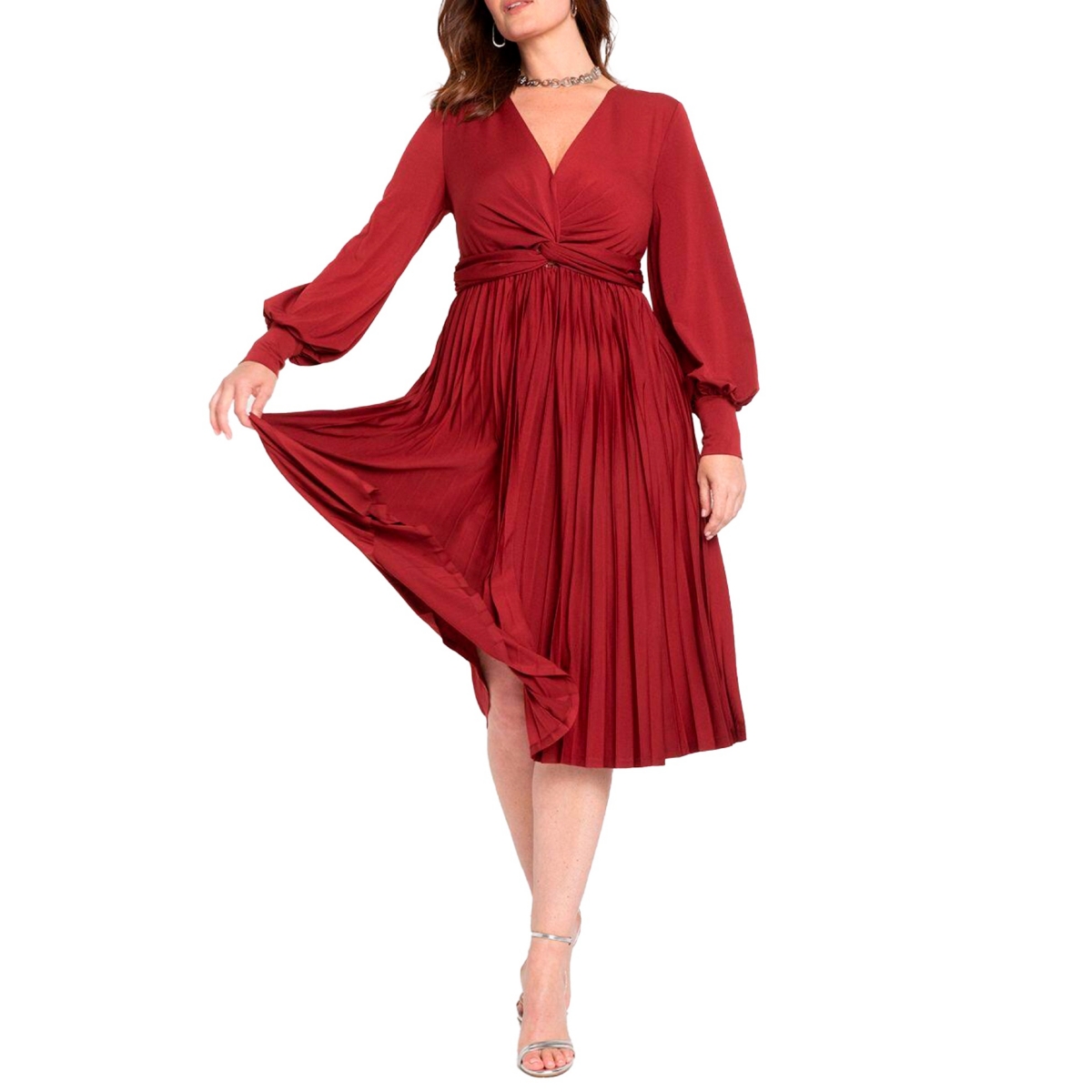 Click here for Eloquii Womens Plus Size Knot Front Pleated Skirt... prices