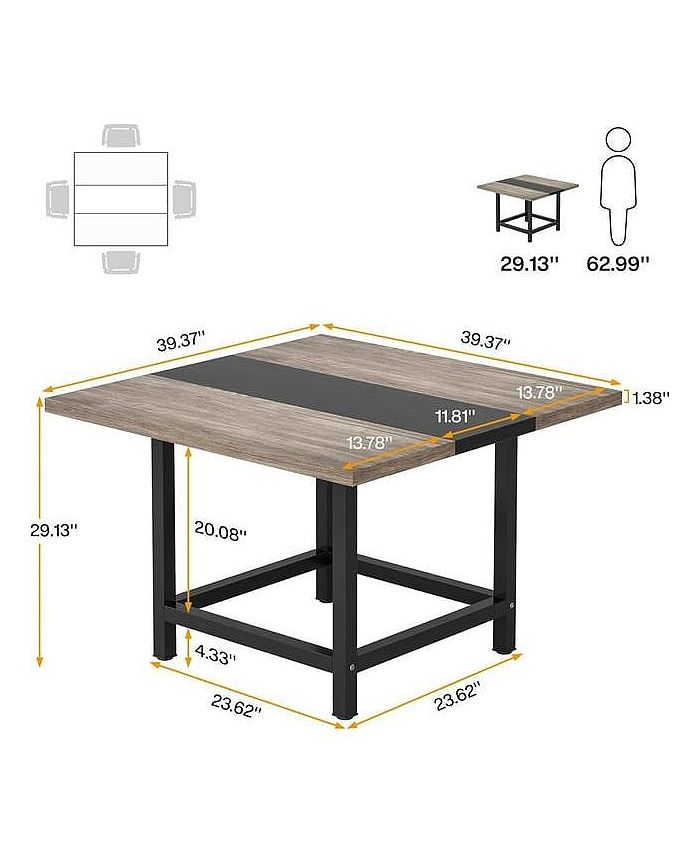 Tribesigns Square Dining Table for 4 People, Farmhouse 39.4"x 39.4 ...
