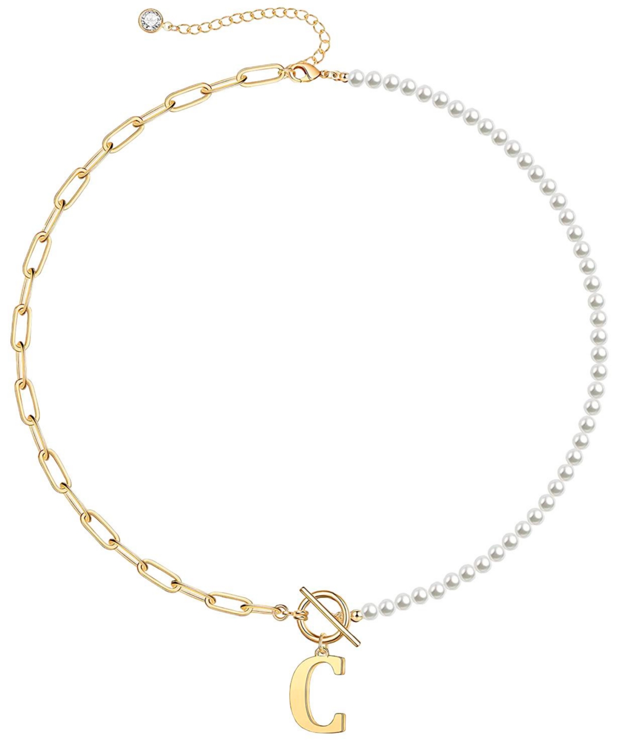 Click here for 14K Gold Plated Initial Imitation Pearl Link Chain... prices
