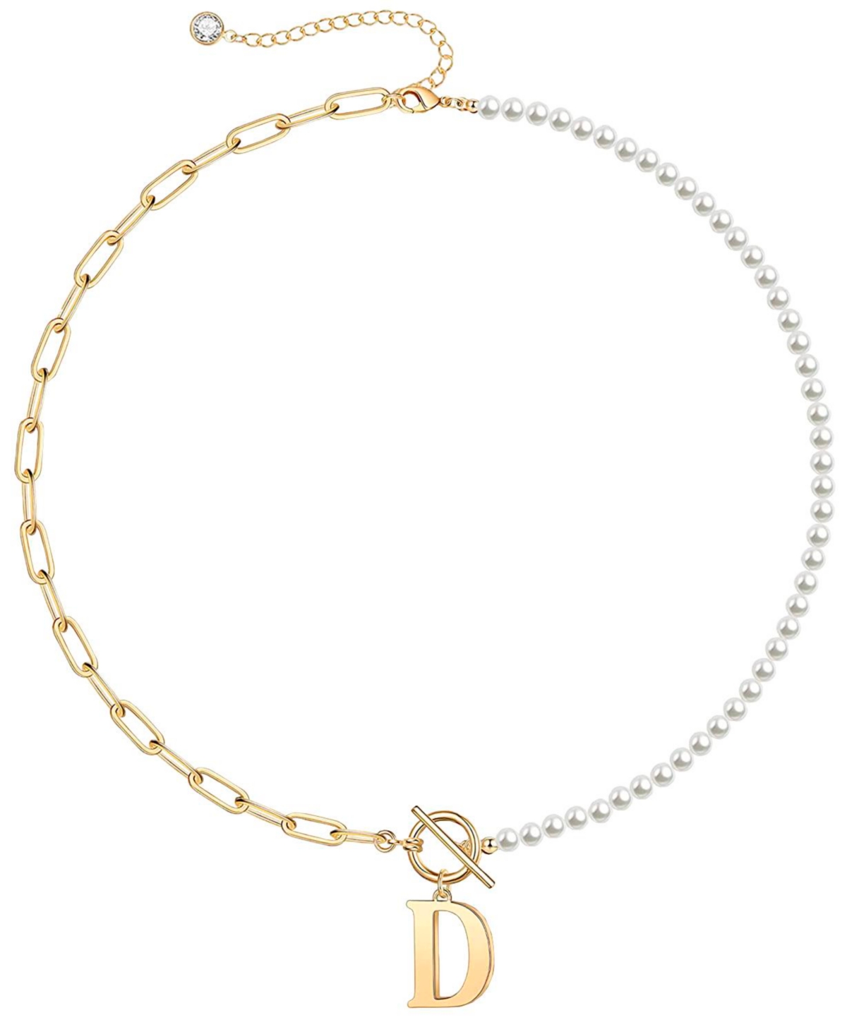 Click here for 14K Gold Plated Initial Imitation Pearl Link Chain... prices