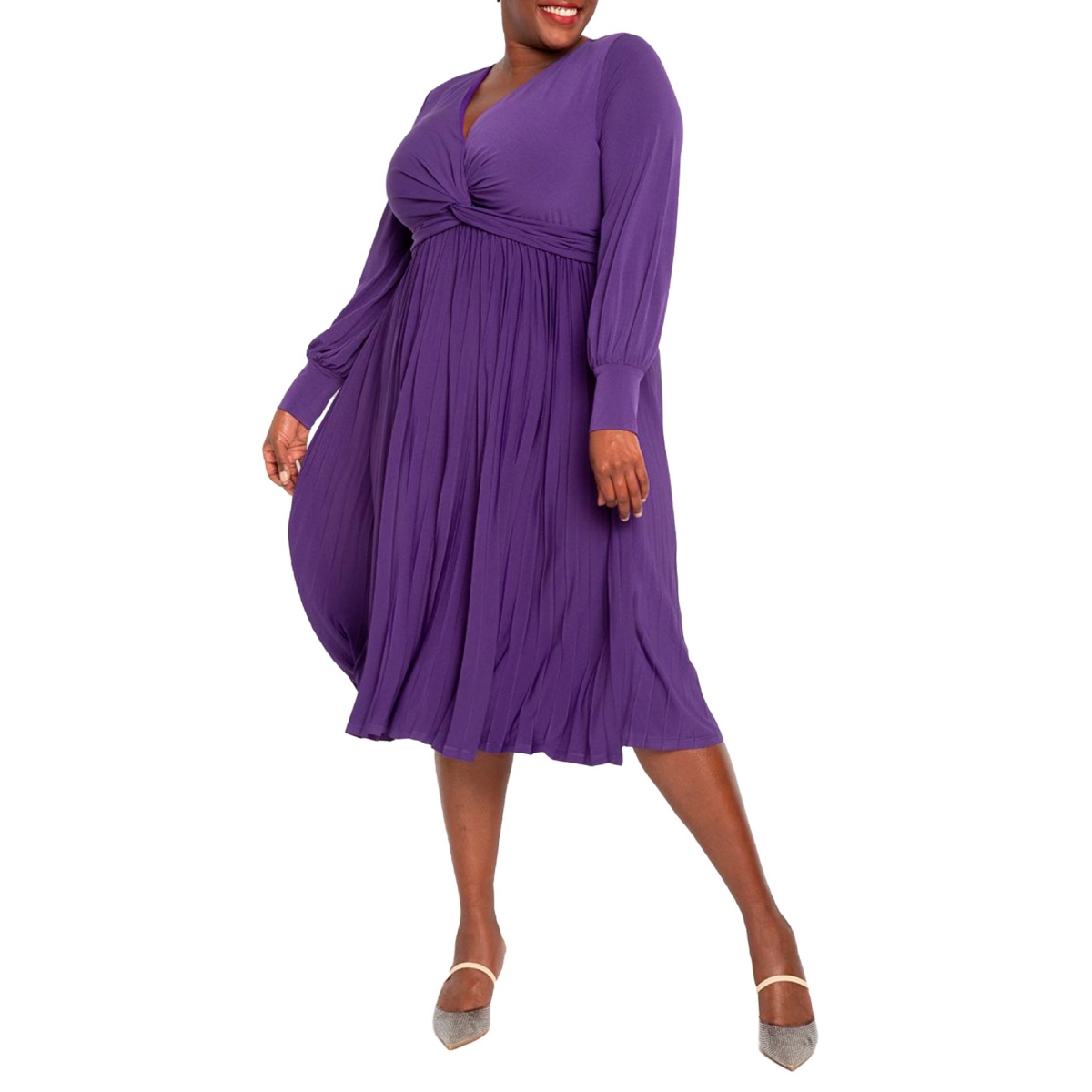 Click here for Eloquii Womens Plus Size Knot Front Pleated Skirt... prices