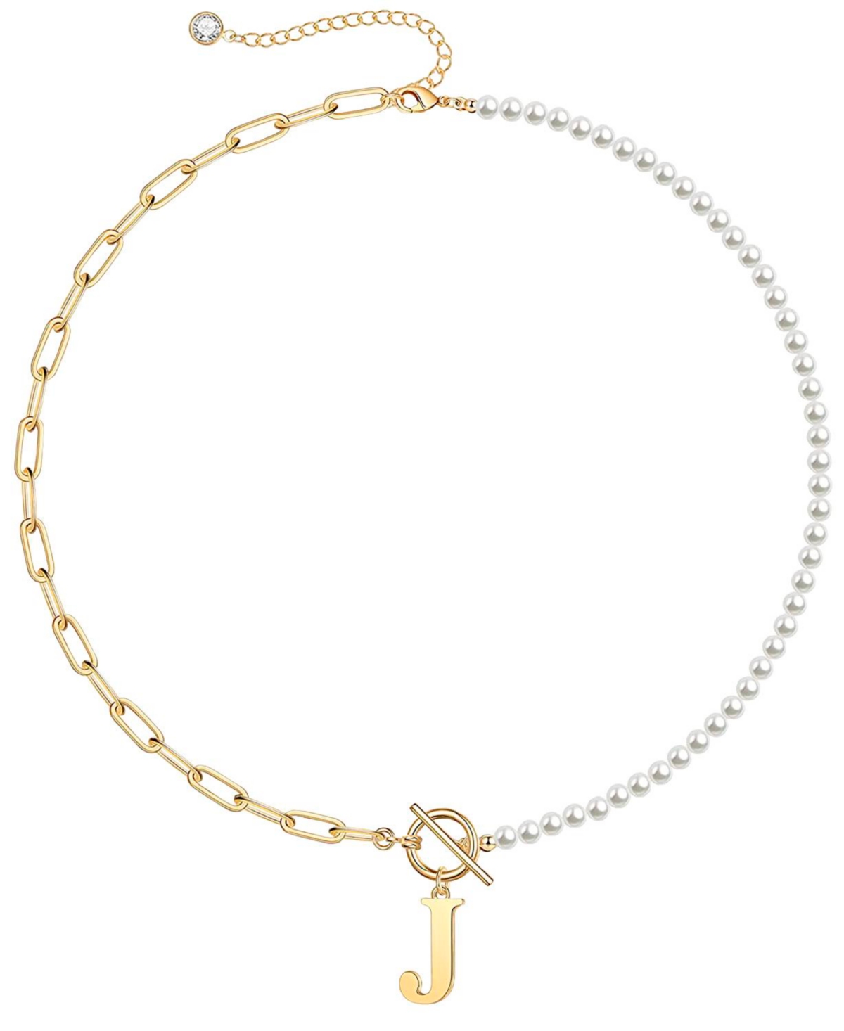 Click here for 14K Gold Plated Initial Imitation Pearl Link Chain... prices