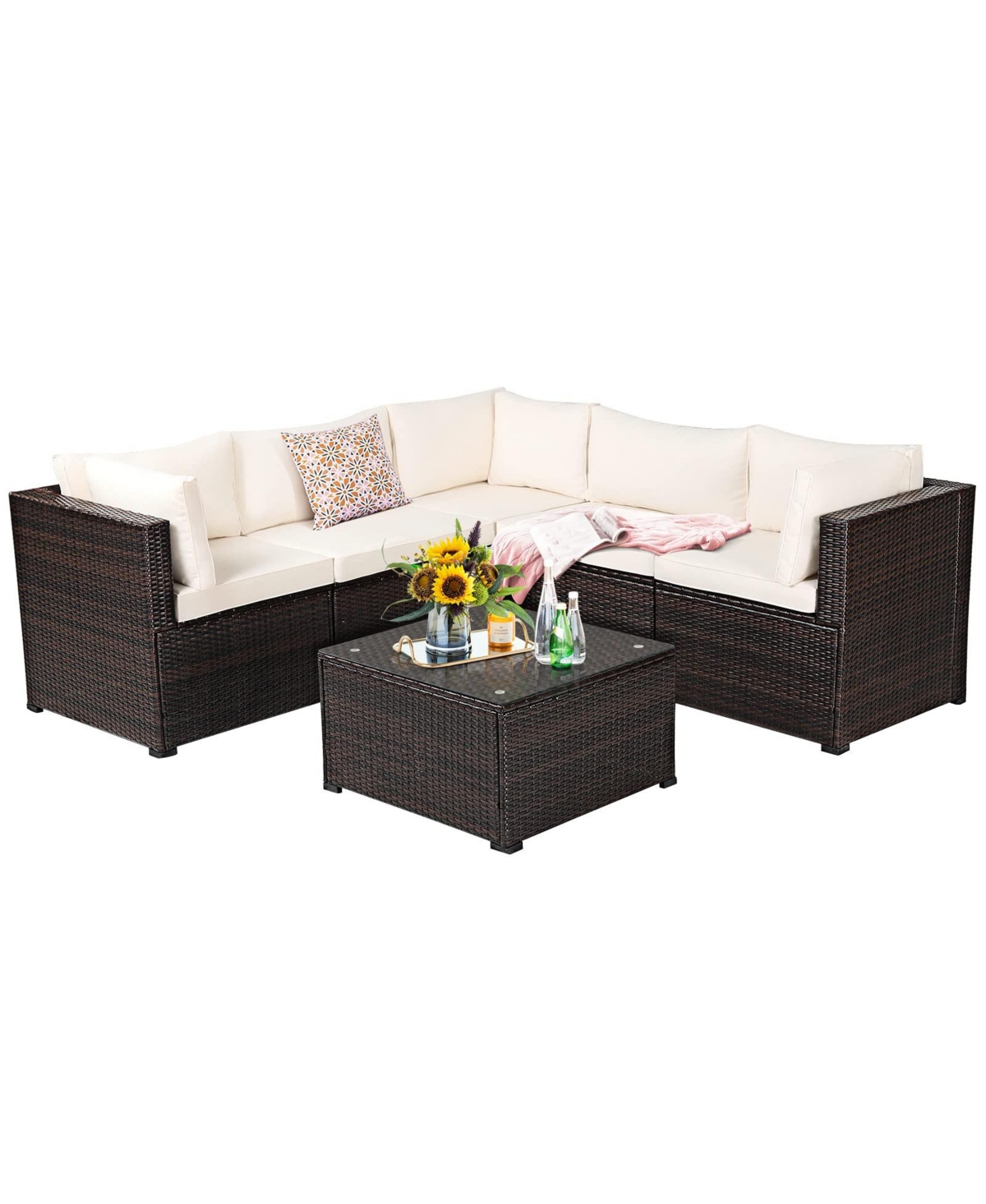 Click here for Sugift 6 Pieces Rattan Patio Sectional Sofa Set wi... prices