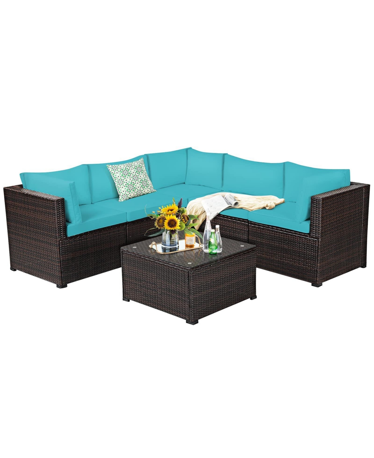 Click here for Sugift 6 Pieces Rattan Patio Sectional Sofa Set wi... prices