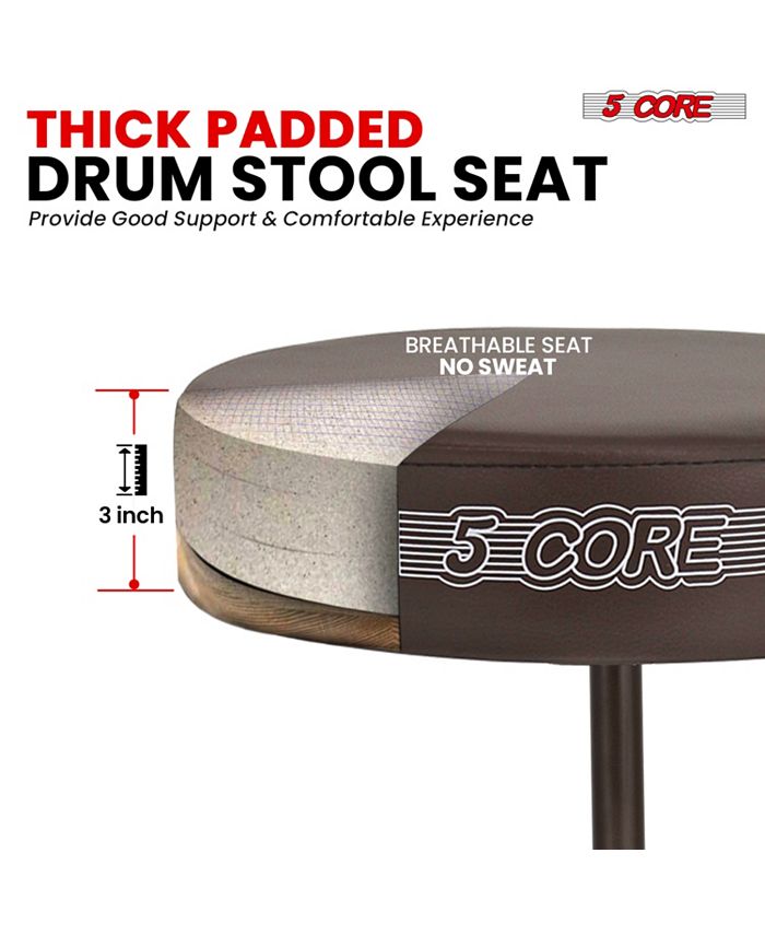 5 Core Drum Throne • Height Adjustable Guitar Stool • Thick Padded ...