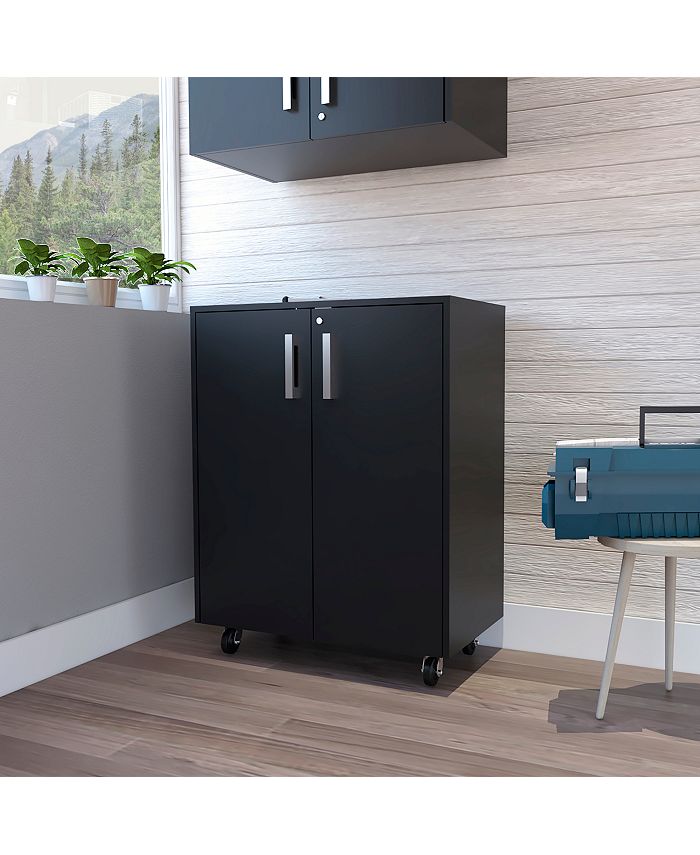 Simplie Fun Storage Cabinet, Casters, Double Door, Two Interior Shelves ...
