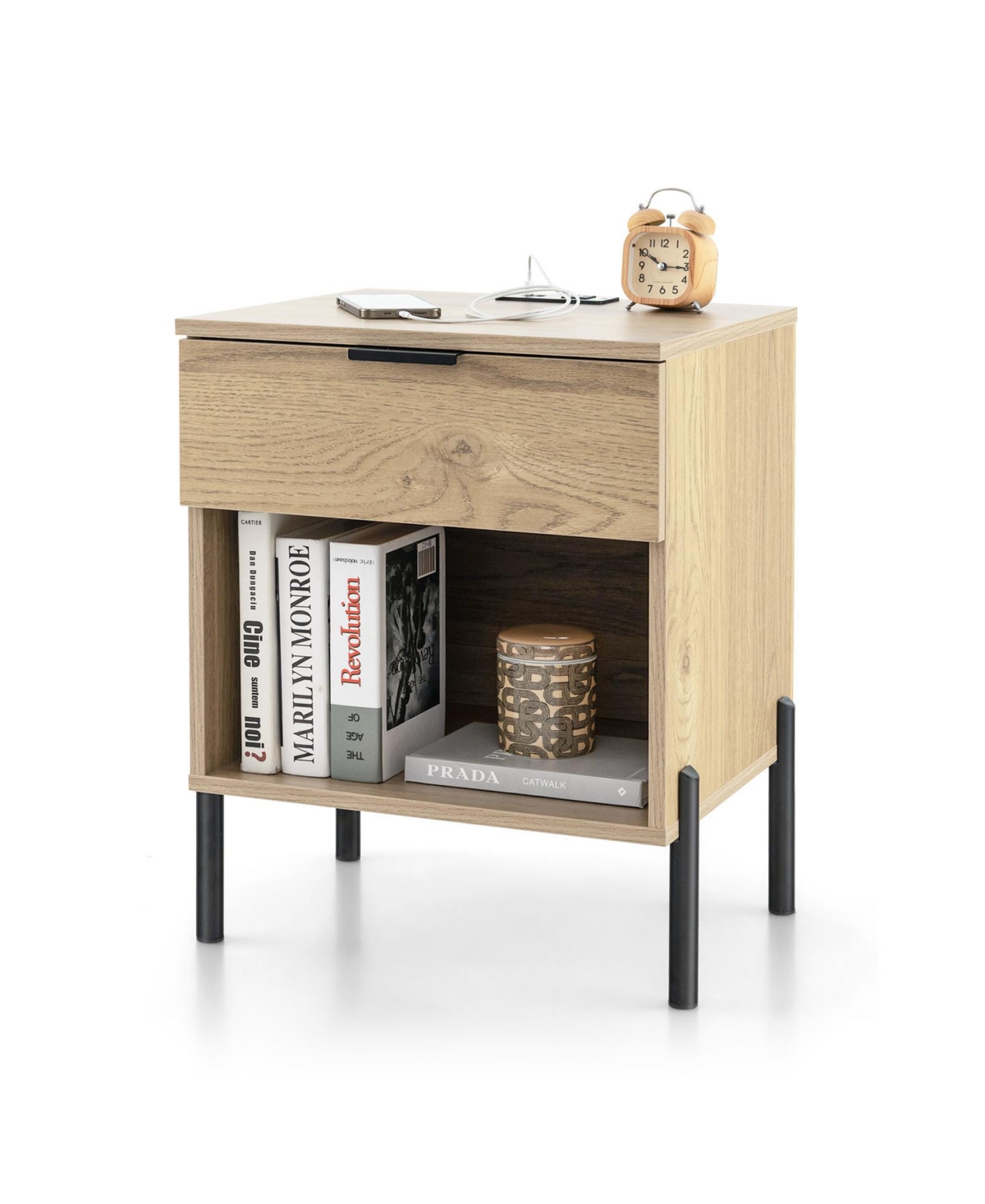 Click here for Sugift Modern Nightstand with Charging Station - N... prices