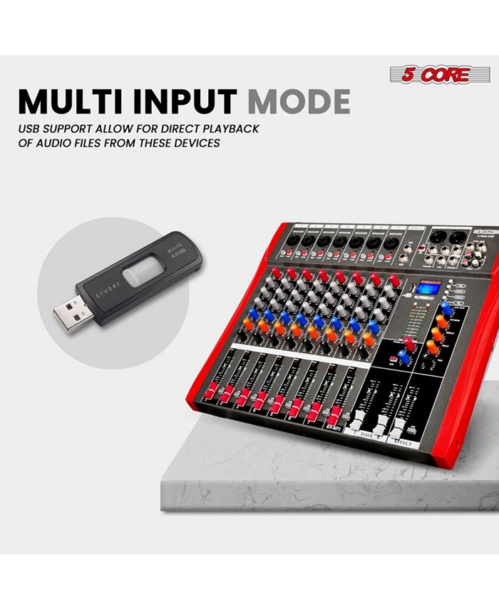 5 Core Audio Mixer 8 Channel DJ Controller Professional Sound Board Bluetooth USB MX 8CH - Macy's
